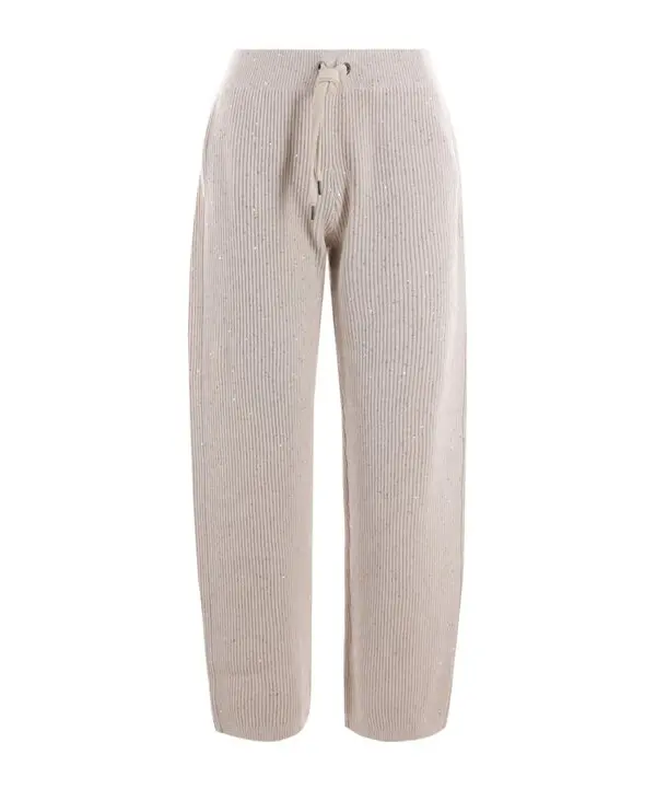 Brunello Cucinelli Sequin Embellished Ribbed Trousers