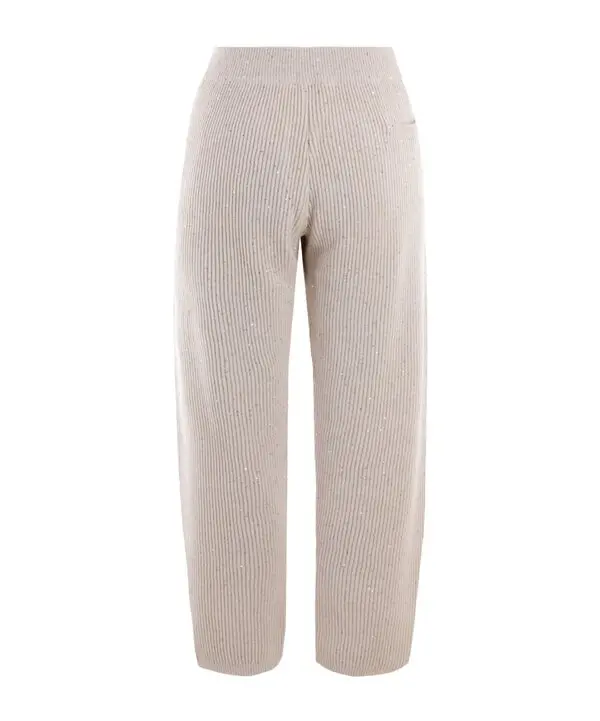 Brunello Cucinelli Sequin Embellished Ribbed Trousers