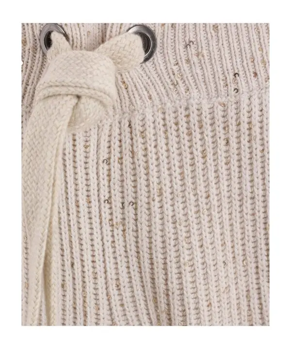 Brunello Cucinelli Sequin Embellished Ribbed Trousers