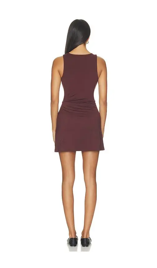 Beyond Yoga Serene Jersey Flex Wrap Mini Dress In Brown