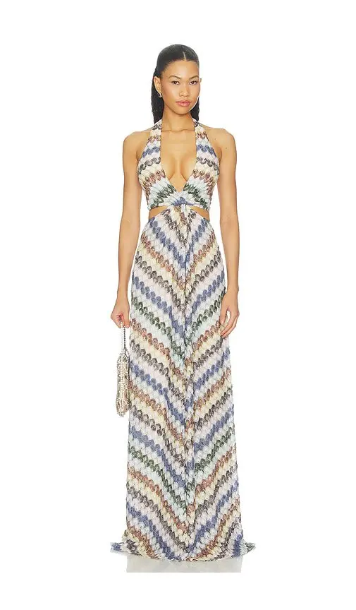 Missoni Long Dress In Multi Light Version In Multi