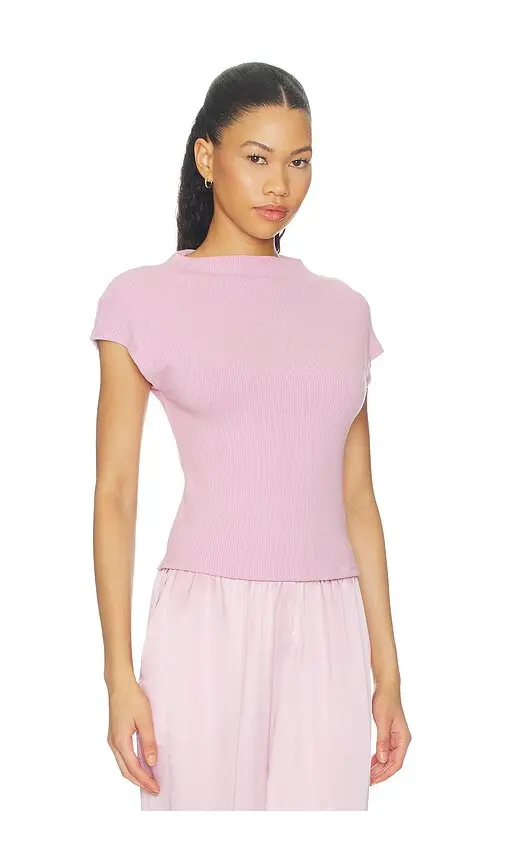 Sablyn Karlie Slit Neck Tee In Pink