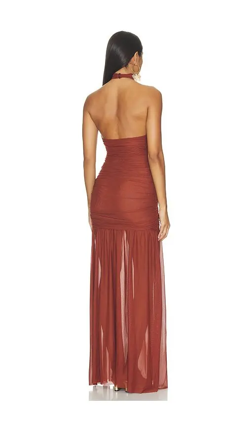 SEROYA Selina Mesh Dress In Brown