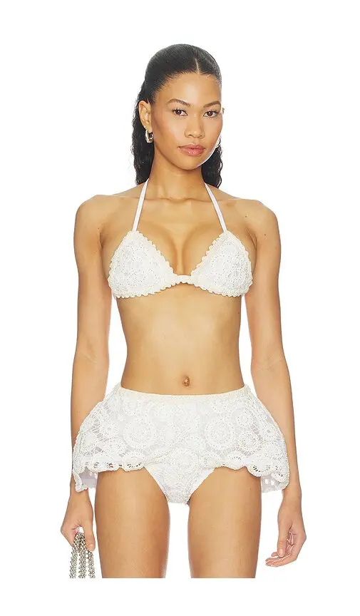 PatBO Gal Embroidery Bra Top - White