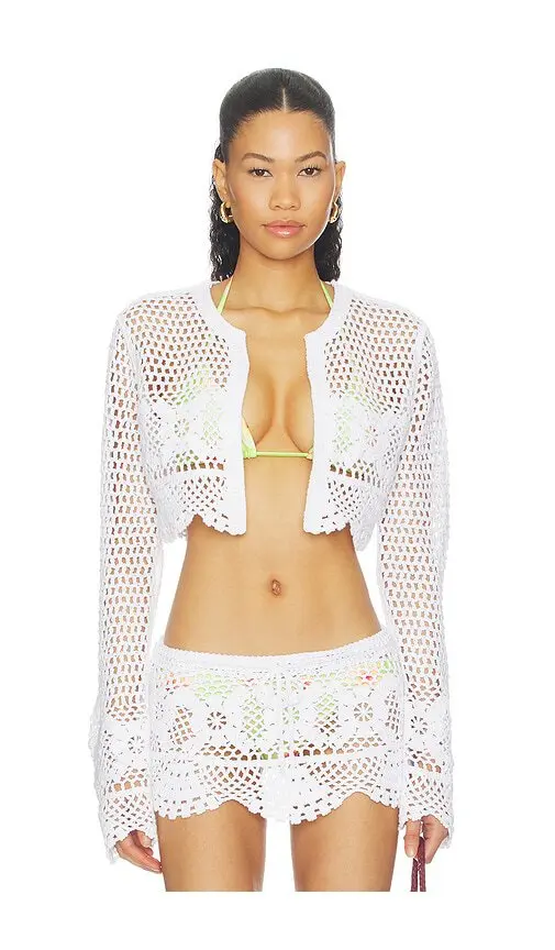 SKIMS Crochet Swim Cropped Cardigan