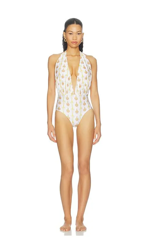 Verandah Plunge Neck Maillot One Piece Swimsuit