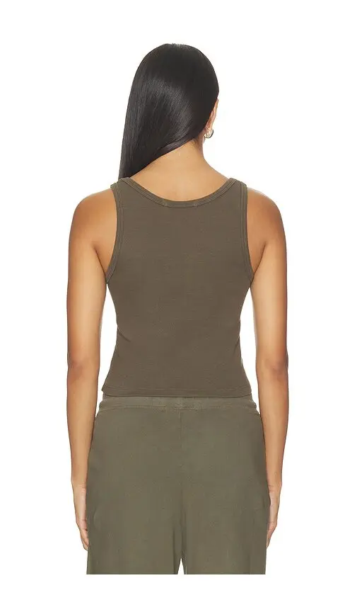 PERFECTWHITETEE Blondie Structured Rib Bra Friendly Tank In Olive
