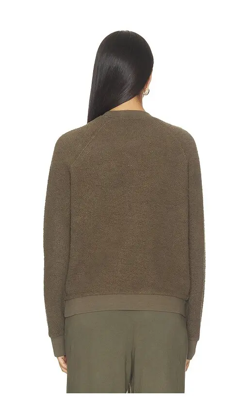 PERFECTWHITETEE Ziggy Inside Out Fleece Long Sleeve Crewneck Sweatshirt - Dark Olive