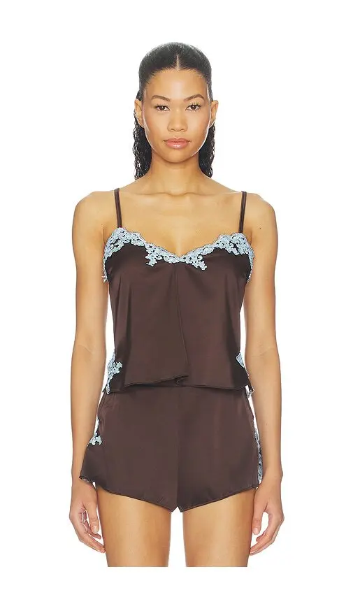 KAT THE LABEL Jean Camisole Top In Brown