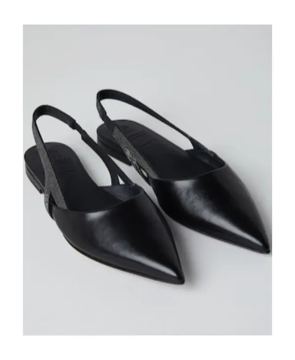 Brunello Cucinelli Monili Chain Pointed Toe Ballerina Flats