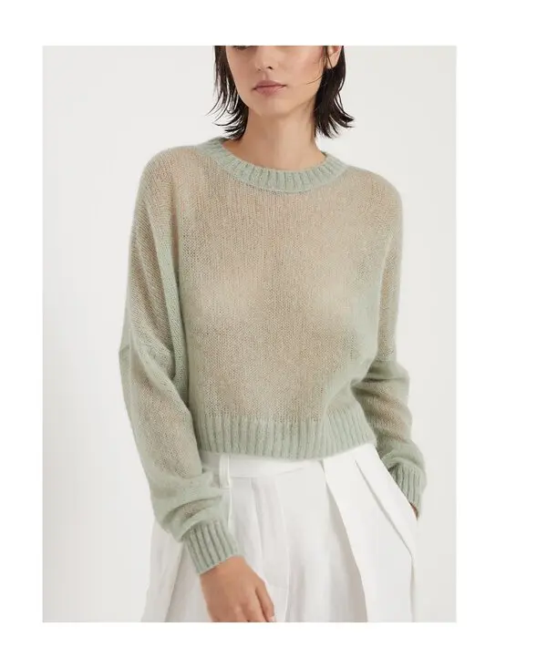 Brunello Cucinelli Crew Neck Open-knit Jumper With Jewelry Detail