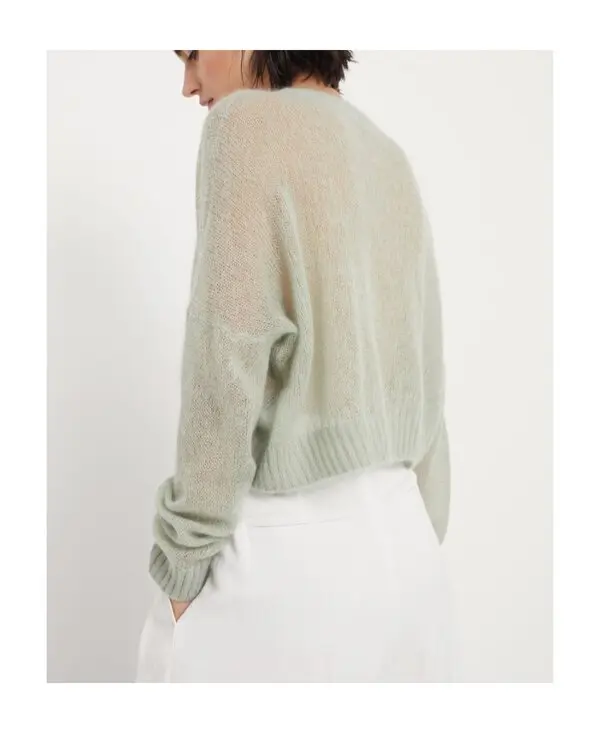 Brunello Cucinelli Crew Neck Open-knit Jumper With Jewelry Detail