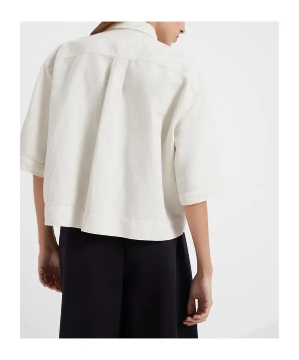 Brunello Cucinelli Short Sleeved Cropped Shirt