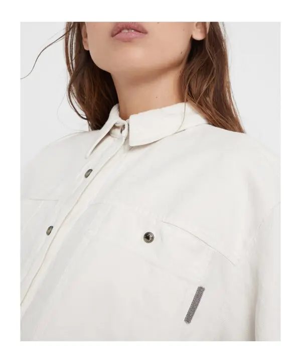 Brunello Cucinelli Short Sleeved Cropped Shirt