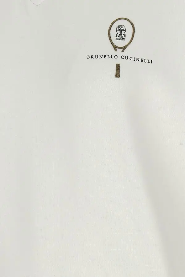 Brunello Cucinelli V-neck Sweatshirt With Logo Embroidery