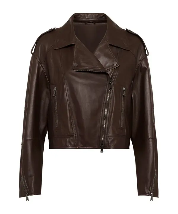 Brunello Cucinelli Asymmetrical Zip Biker Jacket
