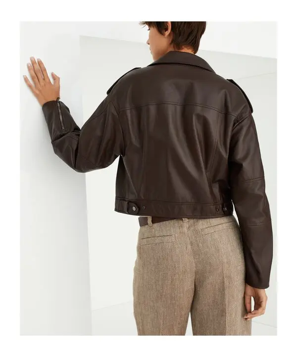 Brunello Cucinelli Asymmetrical Zip Biker Jacket