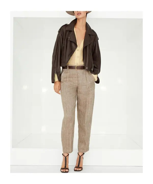 Brunello Cucinelli Asymmetrical Zip Biker Jacket