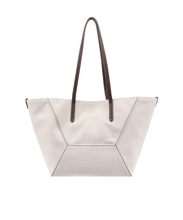 Brunello Cucinelli Panelled Tote Bag - White