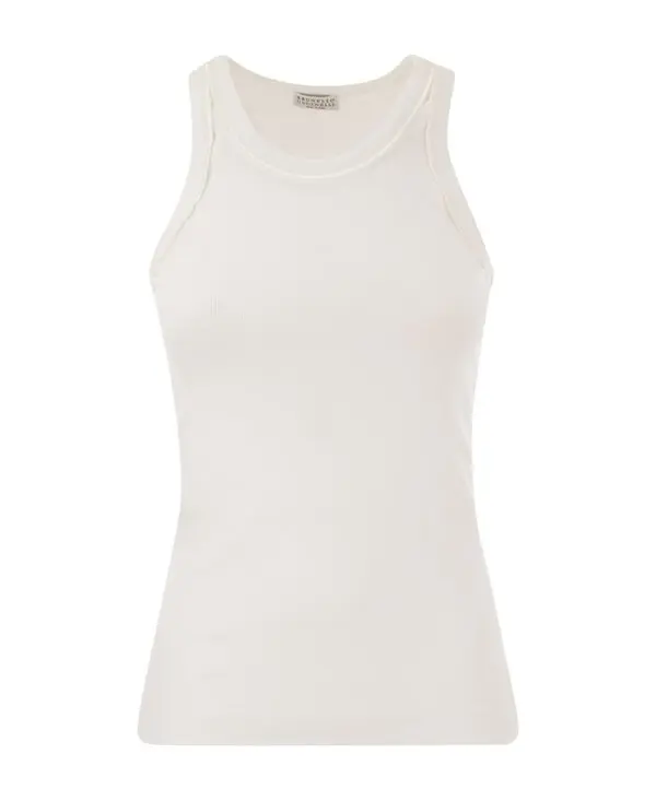 Brunello Cucinelli Stretched Ribbed Jersey Top