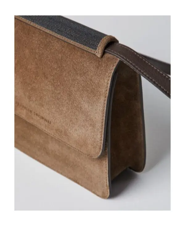 Brunello Cucinelli Beaded Suede Crossbody Bag
