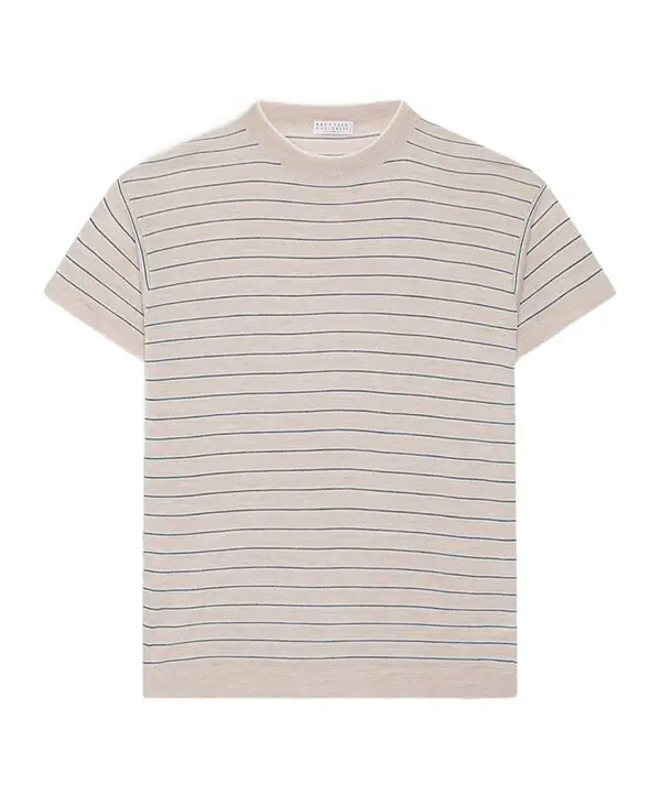 Brunello Cucinelli Striped Intarsia-knit T-shirt