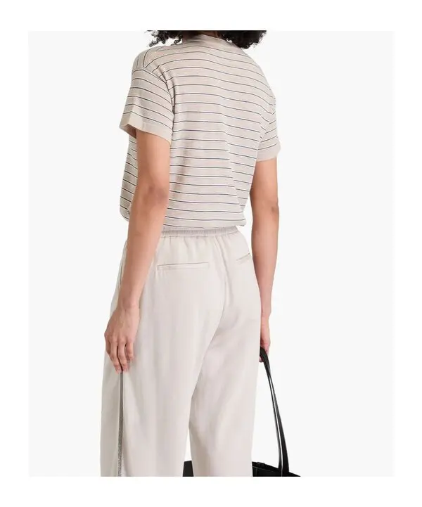 Brunello Cucinelli Striped Intarsia-knit T-shirt