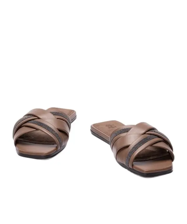 Brunello Cucinelli Beaded Slip-on Sandals