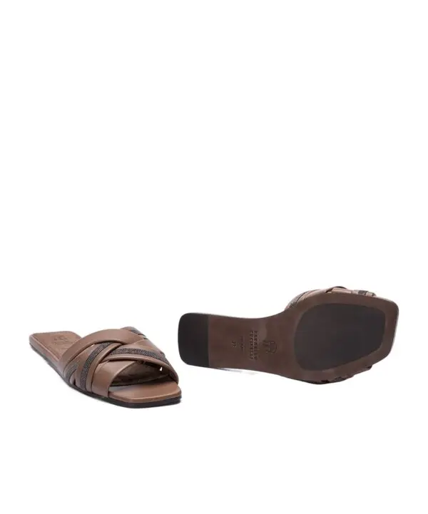 Brunello Cucinelli Beaded Slip-on Sandals