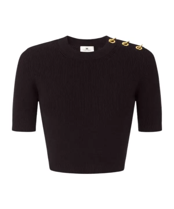 Elisabetta Franchi Cropped Knit Top - Black