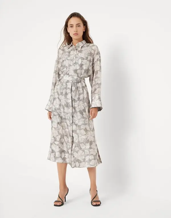Brunello Cucinelli Floral Printed Belted Midi Dress
