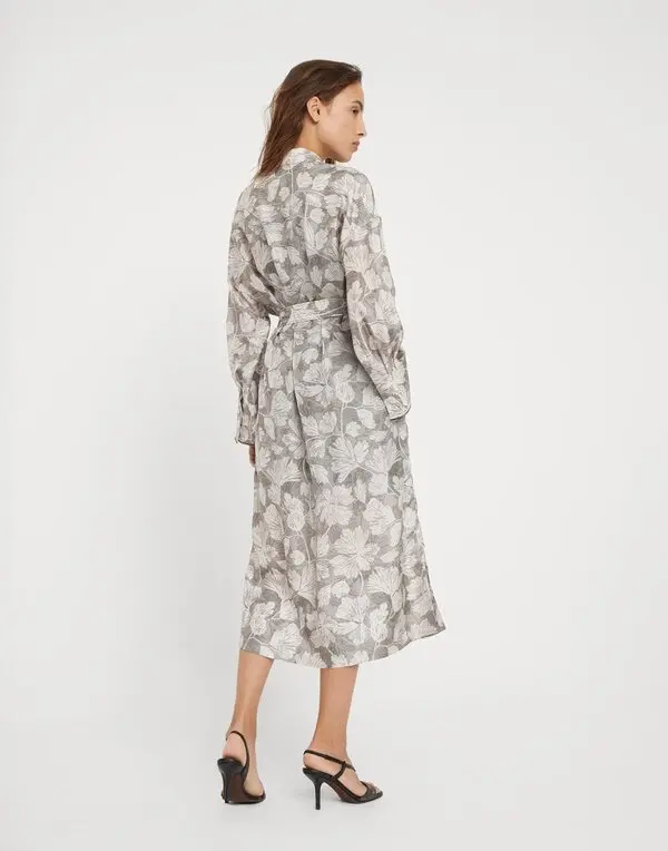 Brunello Cucinelli Floral Printed Belted Midi Dress