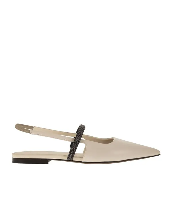 Brunello Cucinelli Monile Slingback Ballet Flats - Nude