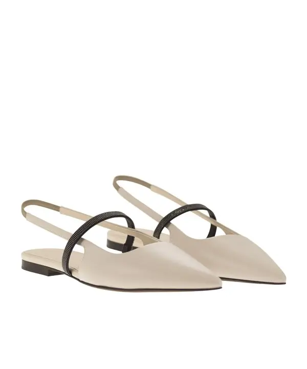 Brunello Cucinelli Monile Slingback Ballet Flats - Nude