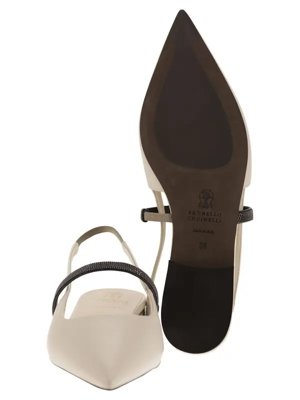 Brunello Cucinelli Monile Slingback Ballet Flats - Nude
