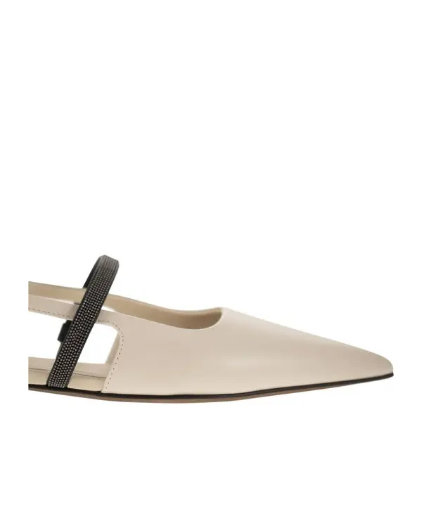 Brunello Cucinelli Monile Slingback Ballet Flats - Nude