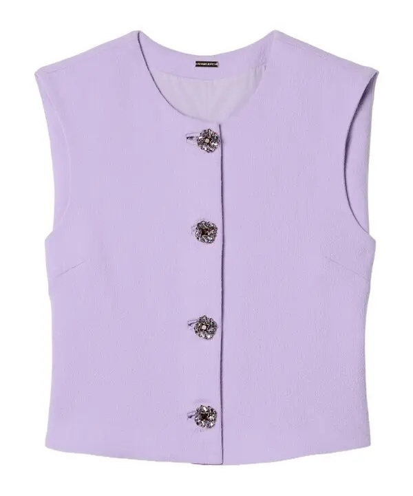 Adam Lippes Wool Crepe Cropped Waistcoat