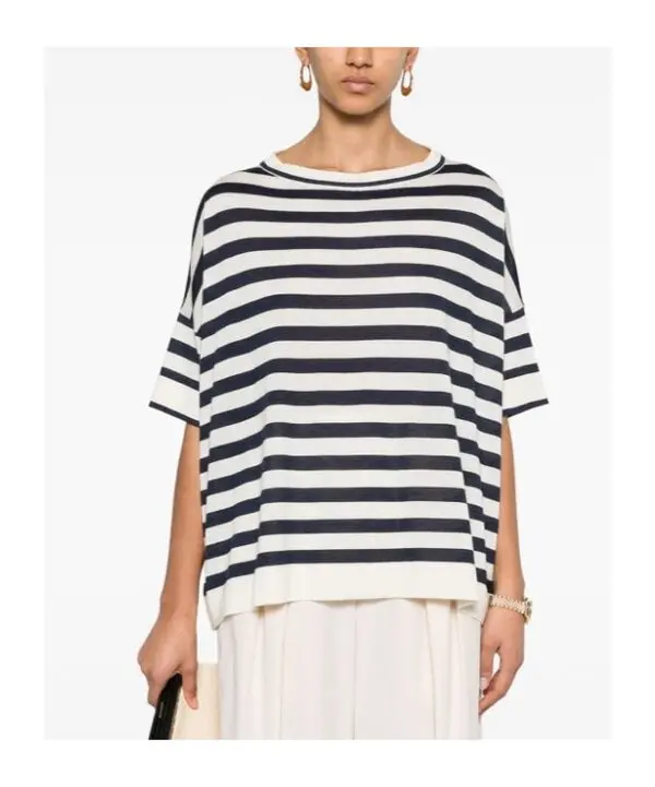 Brunello Cucinelli Monili-detail Striped Knit Top