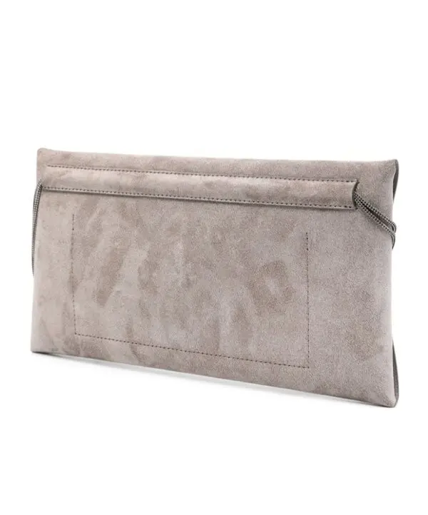Brunello Cucinelli Bead-chain Logo Debossed Envelope Bag