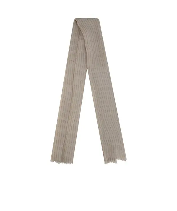 Brunello Cucinelli Striped Frayed Hem Scarf