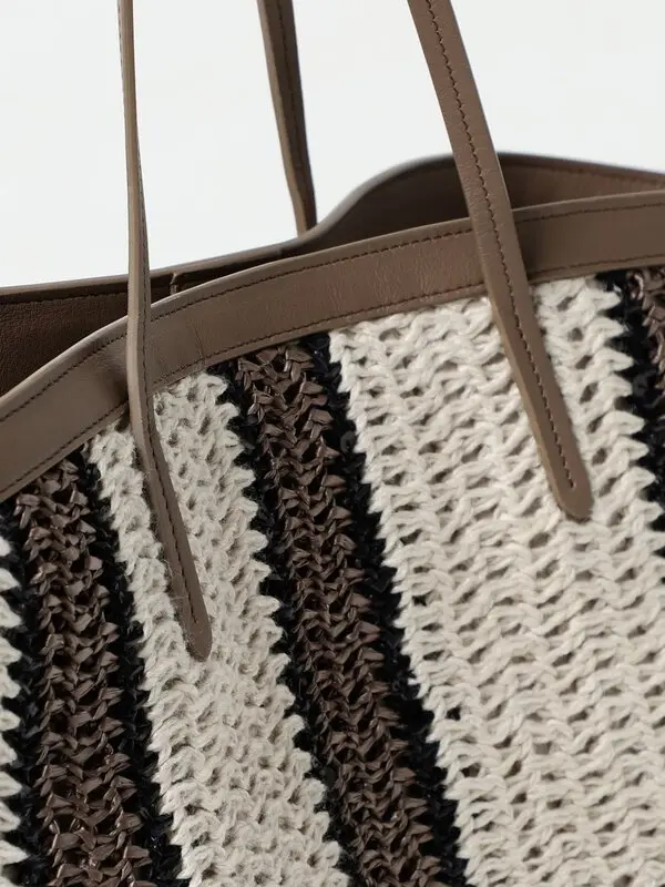 Brunello Cucinelli Striped Woven Tote Bag