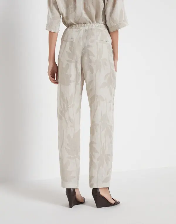 Brunello Cucinelli Floral-jacquard Drawstring Tapered Trousers