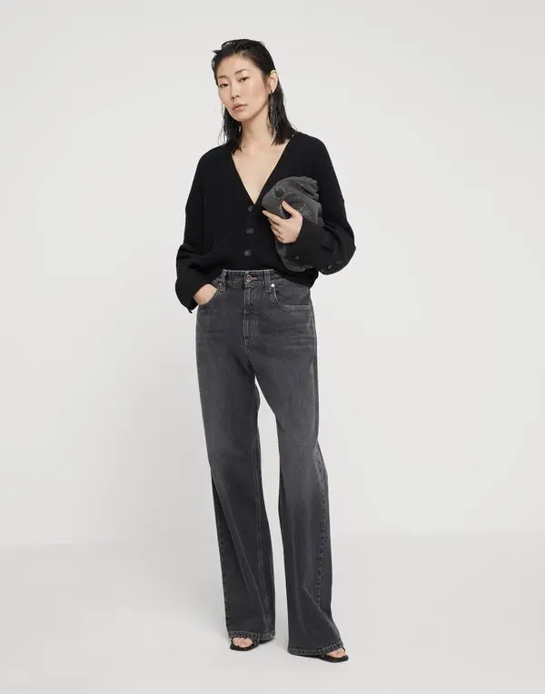 Brunello Cucinelli V-neck Ribbed Knit Cardigan With Sheer Sleeves