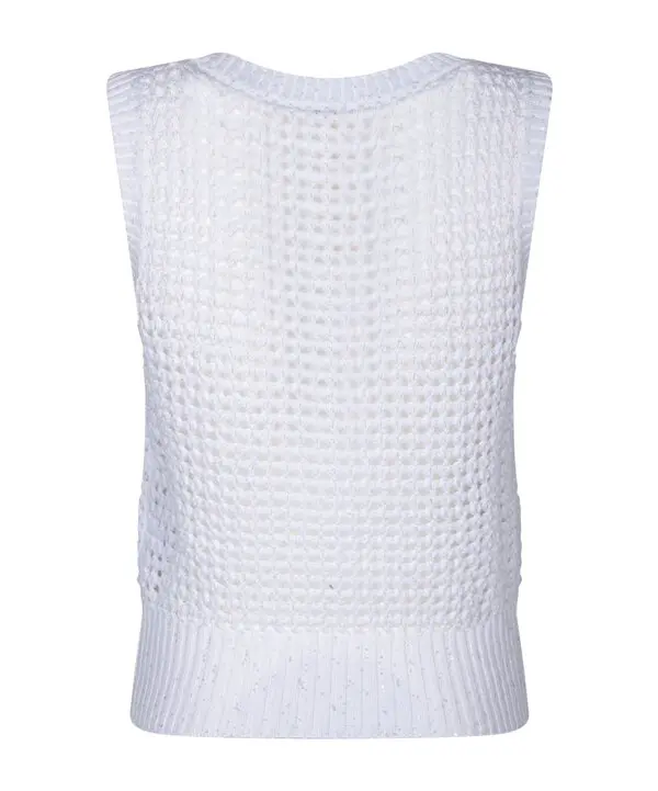 Brunello Cucinelli Sequin Embellished Open Knitted Vest