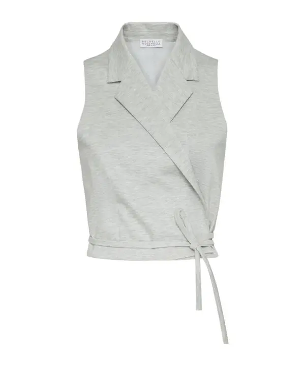 Brunello Cucinelli Sleeveless Wrap Blouse