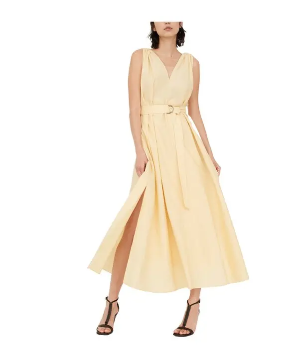 Brunello Cucinelli Sleeveless Belted Midi Dress