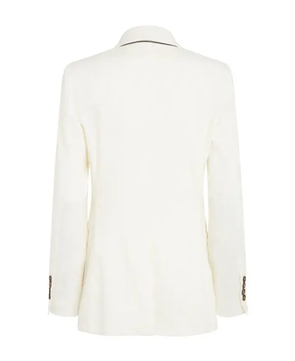 Brunello Cucinelli Double-breasted Woven Blazer With Scarf Detail