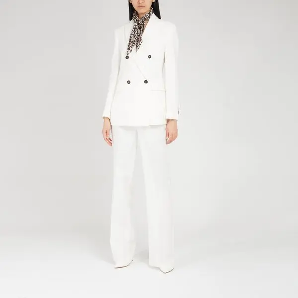 Brunello Cucinelli Double-breasted Woven Blazer With Scarf Detail