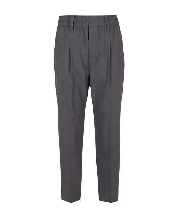 Brunello Cucinelli Tailored Tapered Leg Trousers With Elasticated Waist - Grey