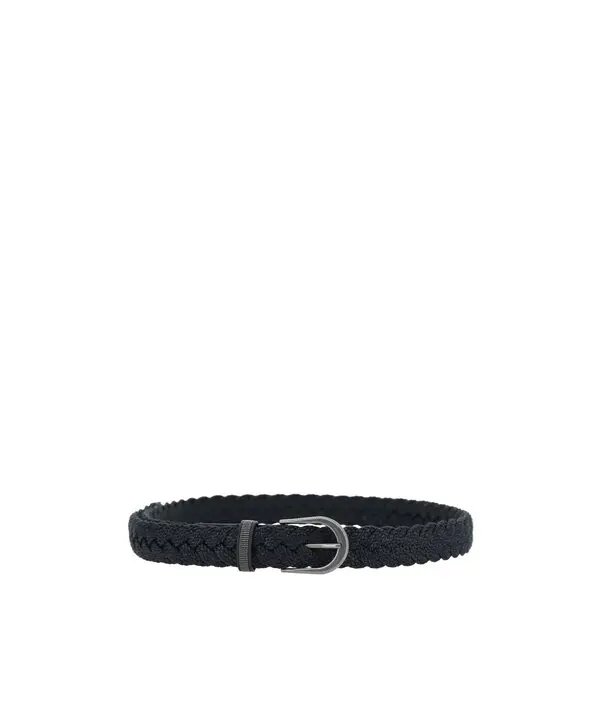 Brunello Cucinelli Woven Buckle Embellished Belt - Black